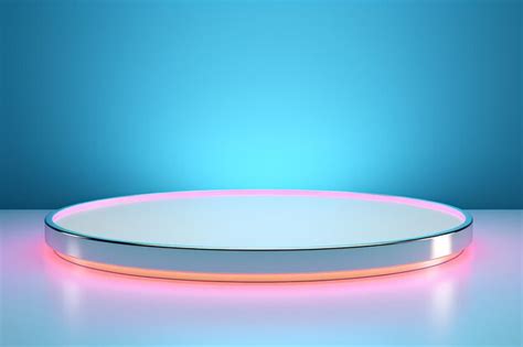 Premium Photo Empty Circular Platform Product Podium On A Blue Background