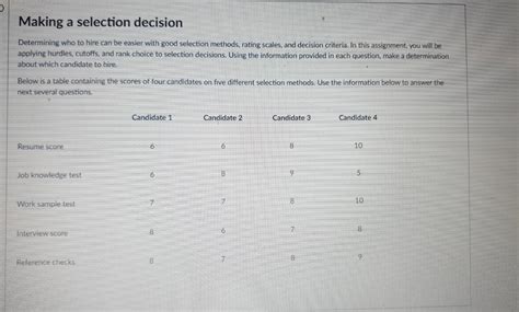 making a selection decision determining who to hire