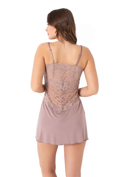 Desert Sand Bamboo Lace Trim Nightgown Lightweight Soft Summer Nightie