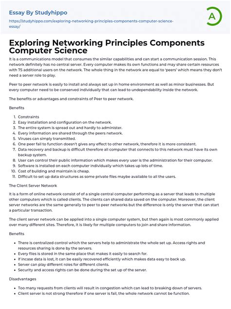 exploring networking principles components computer science essay