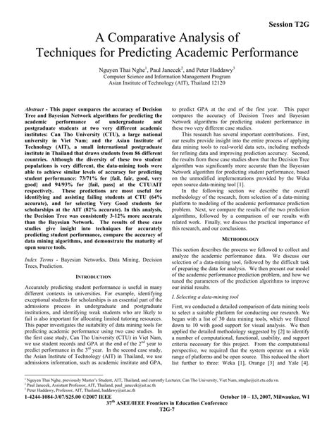 Pdf A Comparative Analysis Of Techniques For Predicting Academic Performance