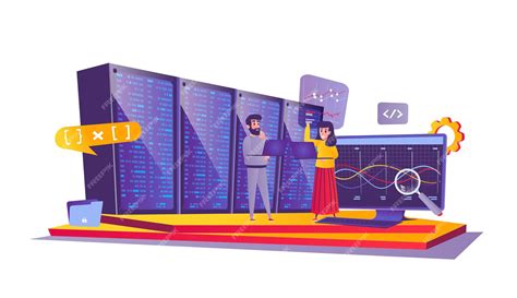 Premium Vector Data Center Web Concept In Cartoon Style