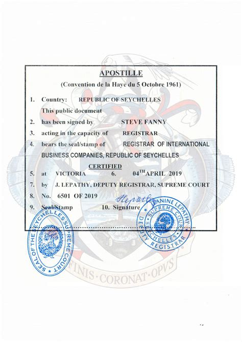 Certificate Of Marriage With Apostille Seychelles 148