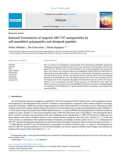 Pdf Rational Formulation Of Targeted Abt 737 Nanoparticles By Self
