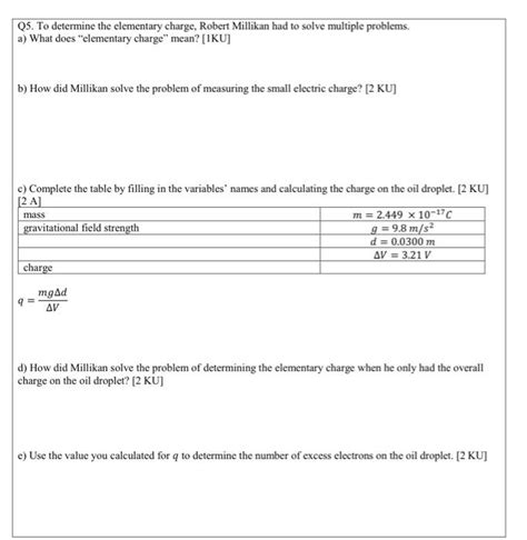 Solved Q5 To Determine The Elementary Charge Robert