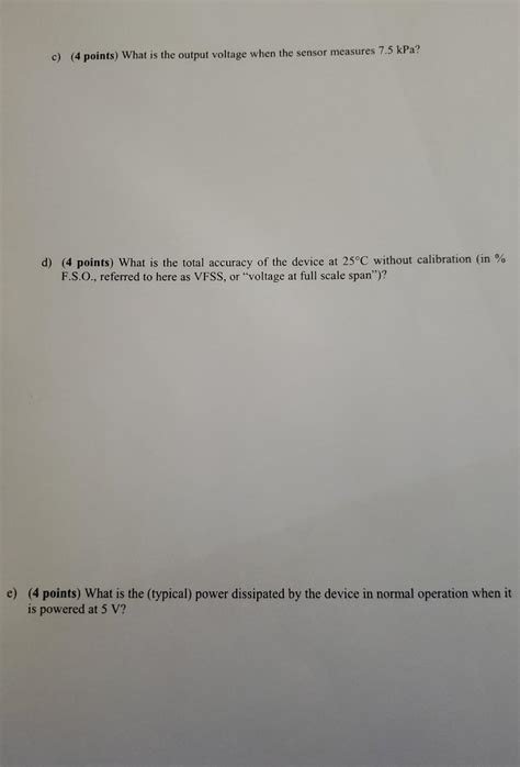 Solved 7 For The MPX2010 Pressure Sensor Use The Chegg Com