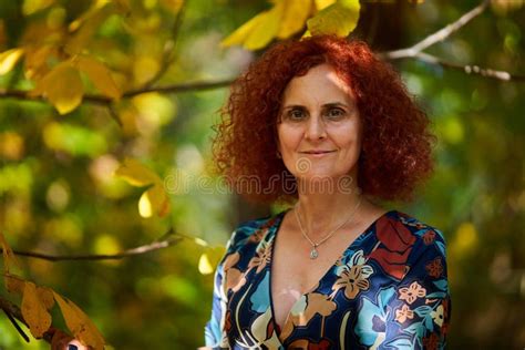 Curly Redhead Lady In The Park Stock Image Image Of Beautiful Fashionable