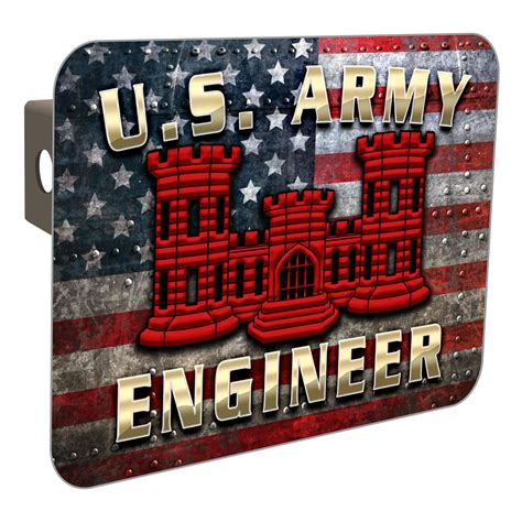 Us Army Engineer 3d Castle Riveted Flag Background Branded Steel