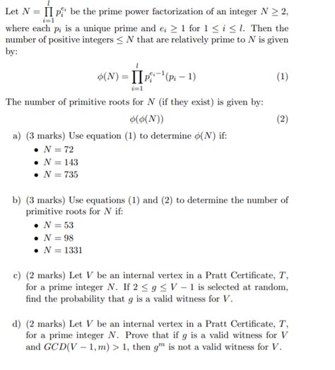 Solved Let N Ii Po Be The Prime Power Factorization Of An