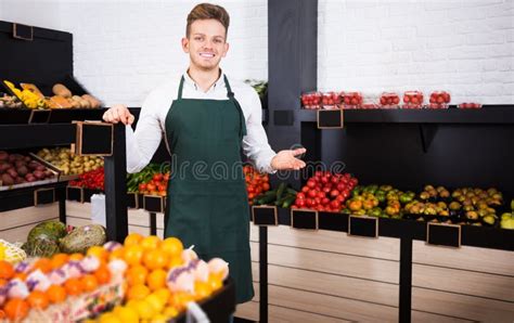 Shopping Assistant Demonstrating Assortment Stock Image Image Of