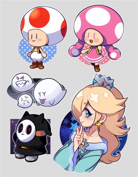 Rosalina Boo Toad Shy Guy And Toadette Mario Drawn By Quartette