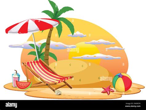 Summer Beach Scene Template Illustration Stock Vector Image And Art Alamy