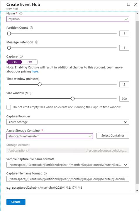 Event Hubs Capture Streaming Events Using Azure Portal Azure Event Hubs Azure Docs