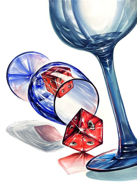 와인잔 주사위 질감 그림 와인 잔