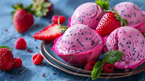 Premium Photo Portrait Of Lumpy Pitaya Fruit With Ice Cream And Other