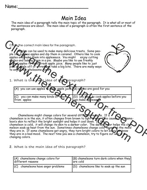 Free Main Idea Worksheets Examples And Forms
