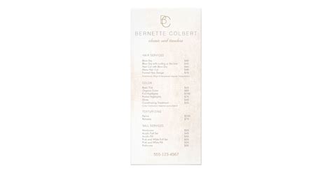 Modern Two Initial Monogram Salon Price List Menu Zazzle