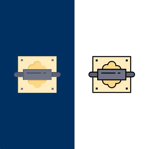 Rolling Pin Bread Kitchen Icons Flat And Line Filled Icon Set Vector