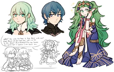 Safebooru 1boy 2girls Barefoot Blue Eyes Blue Hair Braid Byleth Fire