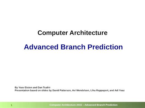 Ppt Computer Architecture 2015 Advanced Branch Prediction 1