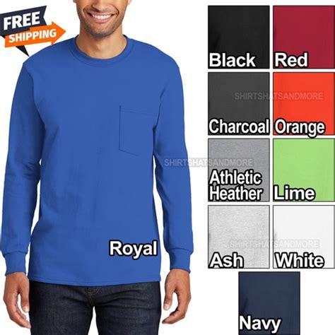 Mens Tall Long Sleeve Pocket T Shirt 100 Soft Spun Cotton Tee Lt 4xlt