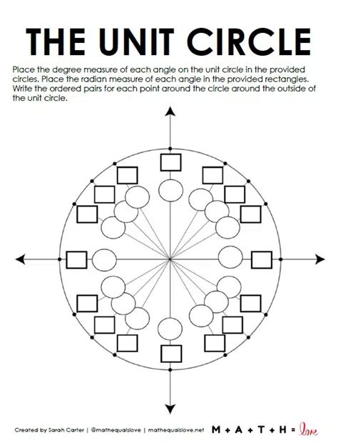 Fill In The Blank Unit Circle Chart Math Love