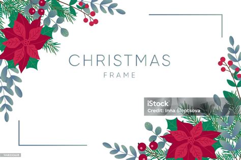 전나무와 꽃과 휴일 크리스마스 카드입니다 배너 티켓 전단지 카드 초대장 포스터 등에 대 한 크리스마스 템플릿 계절에 대한 스톡 벡터 아트 및 기타 이미지 Istock