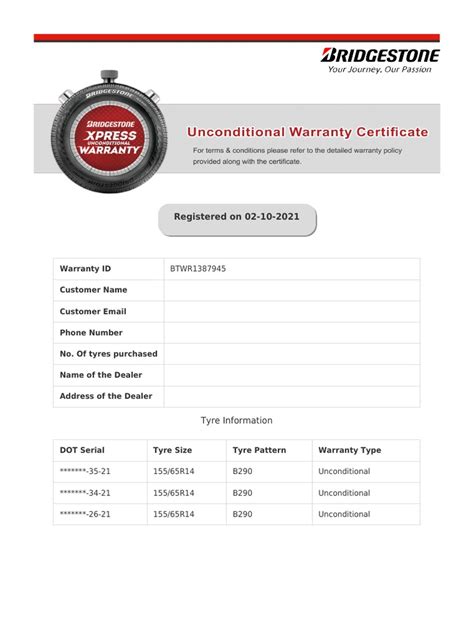 Car Tyre Certificate Pdf