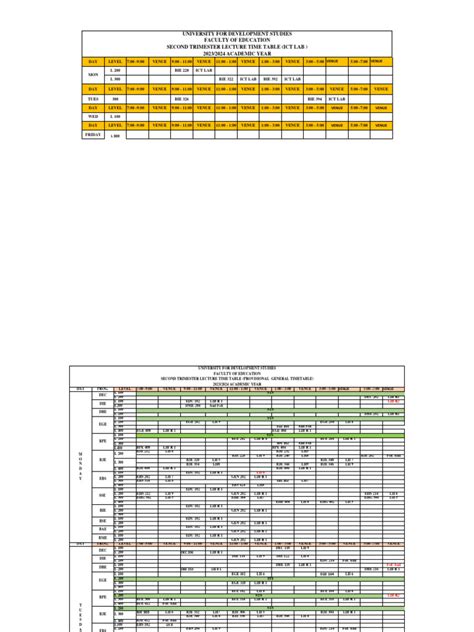 Timetable Second Trimester 2023 2024 Updating Provisional Pdf