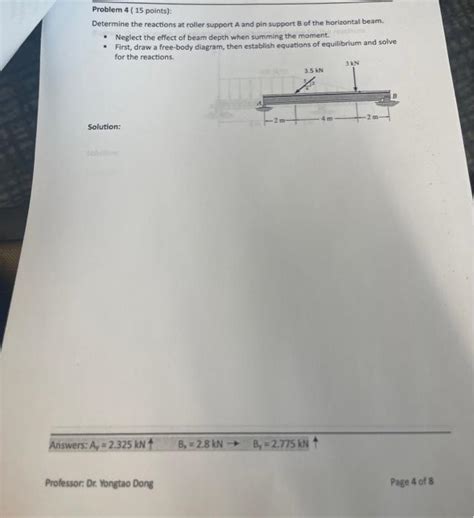 Solved Determine The Reactions At Roller Support A And Pin Chegg