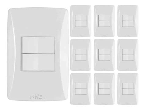 Interruptor Duplo Simples 10a Horizontal Branco Luxo 10un MercadoLibre