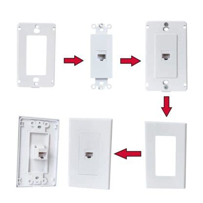 BUPLDET 1 Port CAT6 Ethernet Wall Plate Screwless CAT 6 RJ45 Network