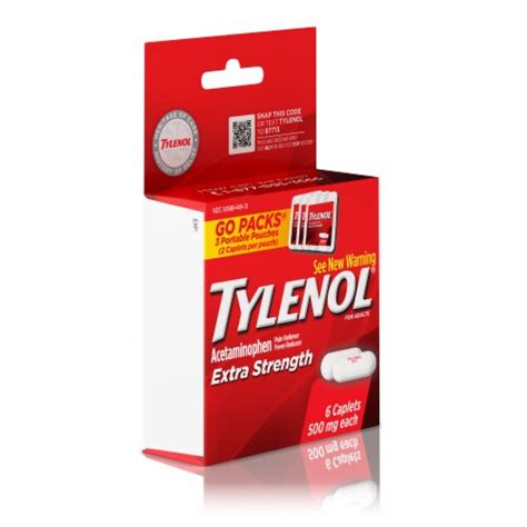 Tylenol Extra Strength Caplets With 500 Mg Acetaminophen 6 Ct Pack Of 2 2 Frys Food Stores