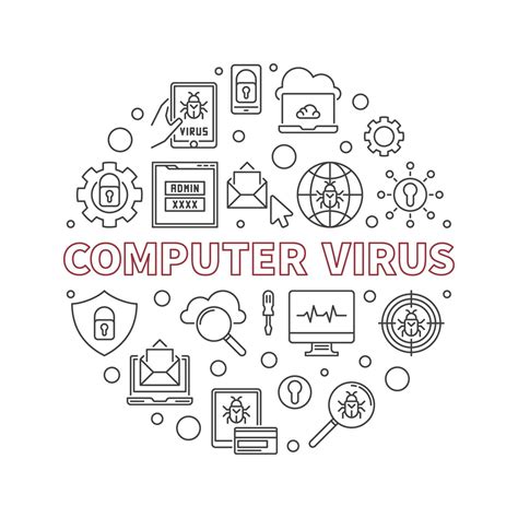 Computer Virus Vector Round Concept Outline Illustration 13335676