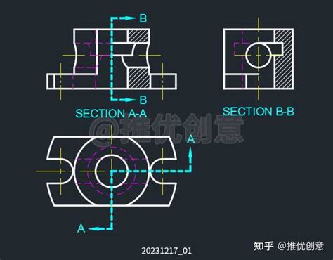 这道机械半剖图怎么画？ 知乎