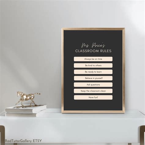 Custom Classroom Rules Minimalist Class Rules Poster Etsy