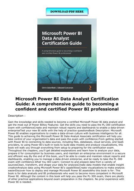 read [pdf] microsoft power bi data analyst certification guide a comp