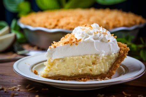 A Coconut Cream Pie With A Buttery Graham Cracker Crust Stock