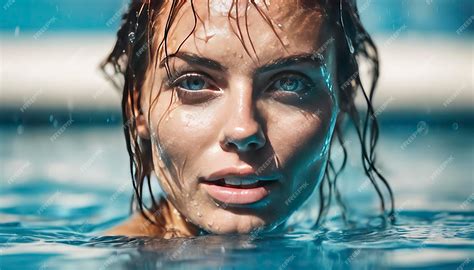 Portrait Of A Pretty Girl In The Pool Wet Portrait Wet Gir In The Pool
