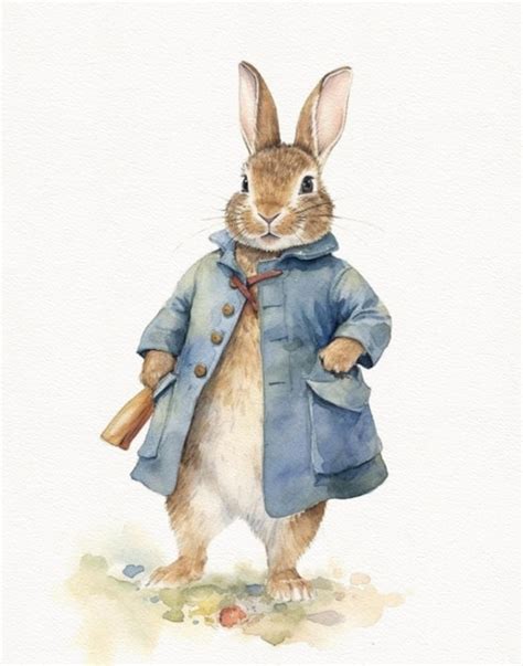 Premium AI Image Watercolor Drawing Of A Rabbit In A Vintage Jacket Cartoon Rabbit