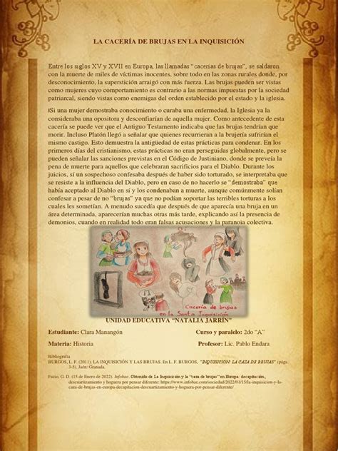La Cacería De Brujas En La Inquisición Clara Manangón 2do A Pdf