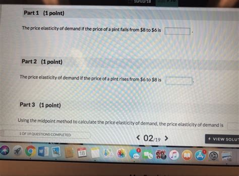 Solved 10 03 18 Part 1 1 Point The Price Elasticity Of