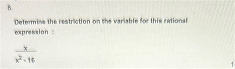 Solved Determine The Restriction On The Variable For This