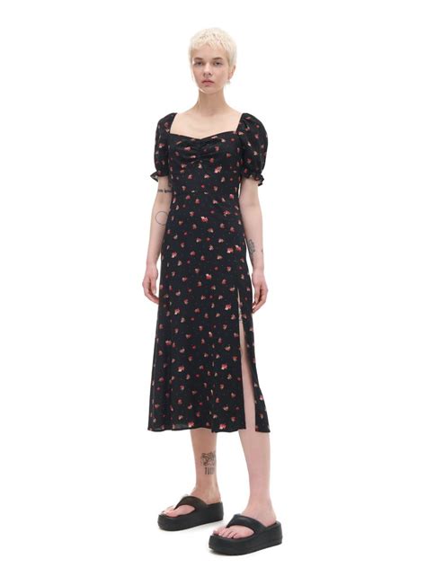 Сукня міді з квітковим принтом Колір чорний Cropp 1434s 99m