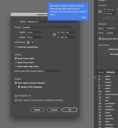Unable To Close Hint Popup Artboard Controls Are Blocked Adobe