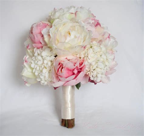 Ivory And Blush Peony And Hydrangea Wedding Bouquet Wedding Bouquets Pink Hydrangeas Wedding