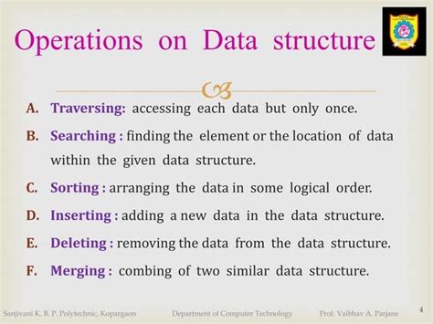 Operations On Data Structure Several Operation Performed On Ds Ppt