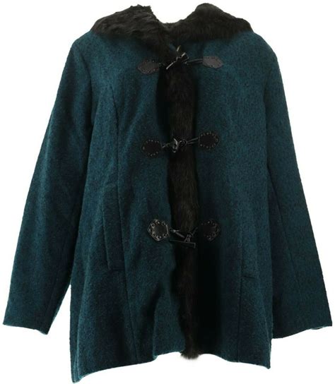 Dennis Basso Dennis Basso Toggle Front Tweed Coat Faux Fur Trim Women