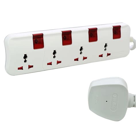 Multi Outlet Extension Sockets Ms 4x2pe 4 Switches Illuminated Britich Standard Plug 5m