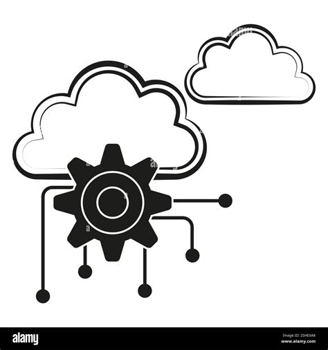 Cloud Gear Icon Data Connection Symbol Tech Cloud Vector Digital Processing Concept Stock